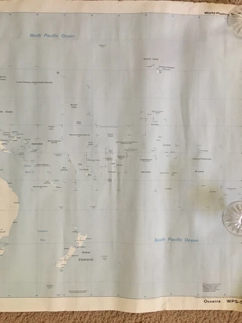 1974 WORLD PLOTTING Map of OCEANIA prepared by the CIA & Dept of ...