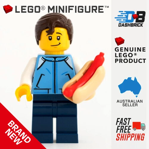 GENUINE LEGO® MINIFIGURE - Guy with Hotdog (City, Town, Fun Fair ...