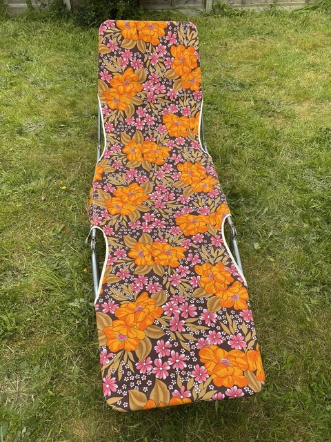 VINTAGE / RETRO / 1960s 1970s Canvas Sun Lounger / Sunbed - Floral ...