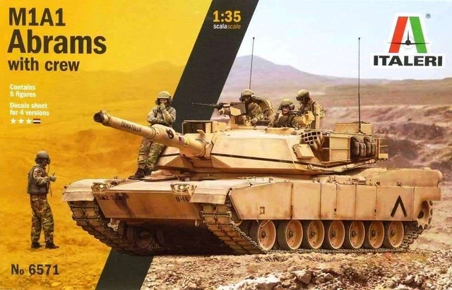 ITALERI 6571. US M1A1 Abrams MBT mit 5 Crew Figuren. Bausatz Maßstab 1/ ...