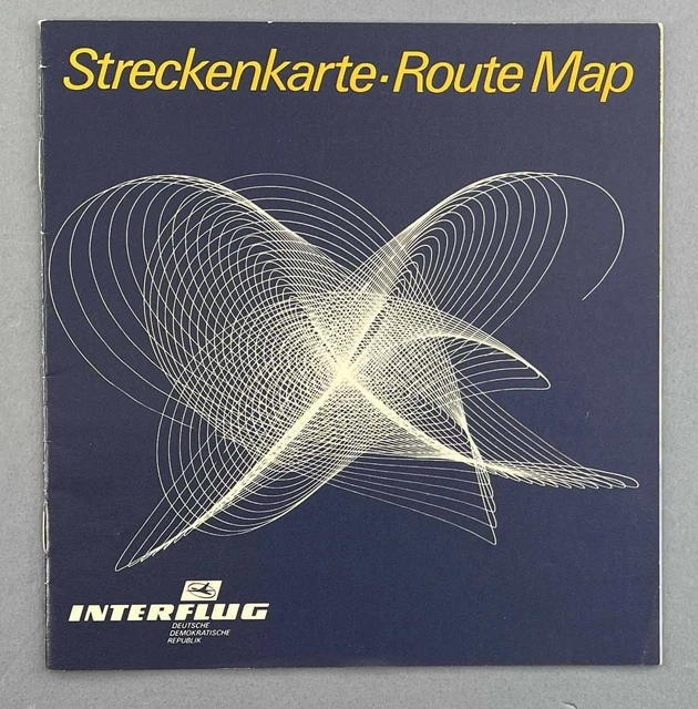 INTERFLUG VINTAGE AIRLINE Route Map Ddr Germany Streckenkarte 1983 £29. ...