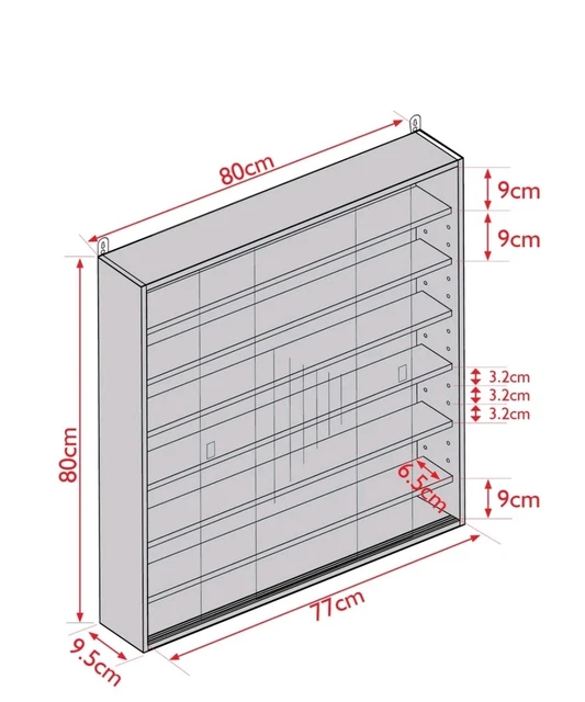 REVEAL 6 SHELF Glass Wall Display Unit Oak MC0500 £60.00 - PicClick UK