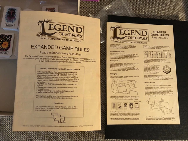 RARE LEGEND OF HEROES: Vintage TSR Board Game complete, 1987 RPG ...