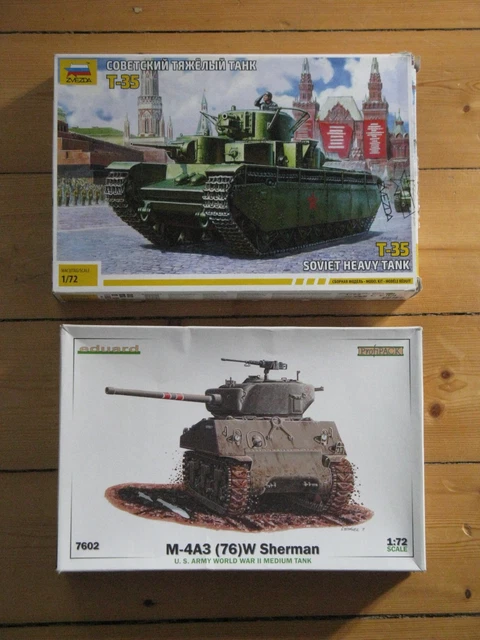 EDUARD/ZVEZDA 1/72 SHERMAN M-4A3 und Soviet T-35 Panzer EUR 44,90 - PicClick DE