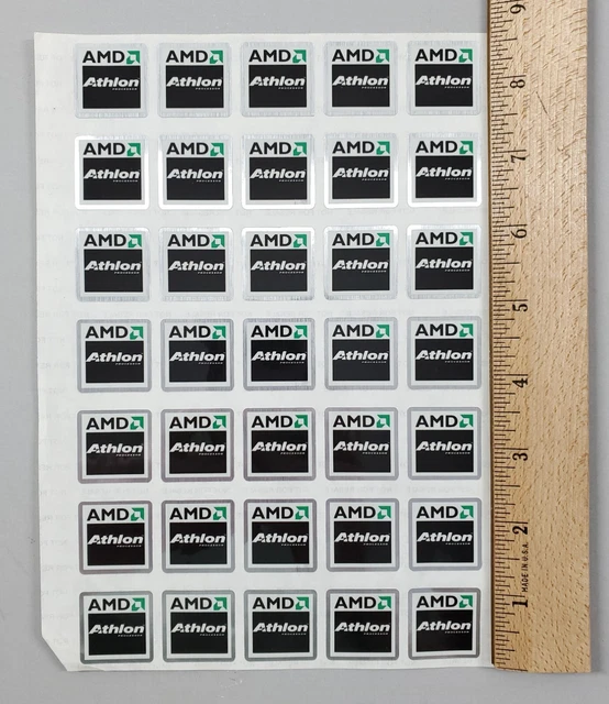 VINTAGE NOS AMD Athlon CPU Case Badge Sticker Full Sheet 35 Stickers ...