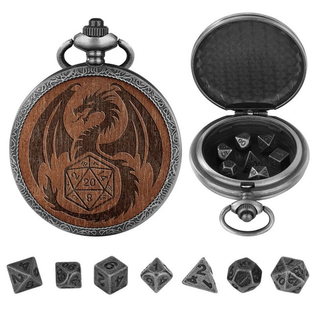 ANTIQUE STYLE METAL DND Dice Set 7 Dies Polyhedral D&D for Dungeons and ...