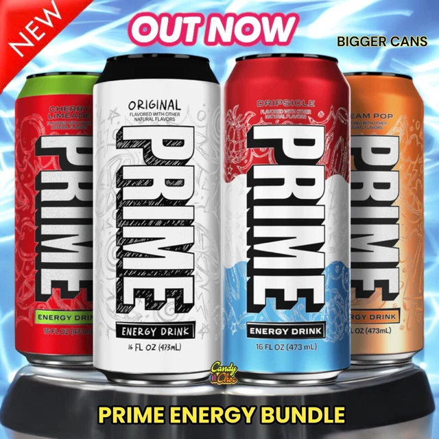 PRIME ENERGY DRINK Bundle By Logan Paul & KSI -Cherry Limeade x 4 Cans ...
