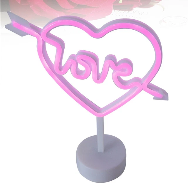 NEON HEART LIGHT Love Led Sign Shaped Night Heart-shaped Home Decor £14 ...