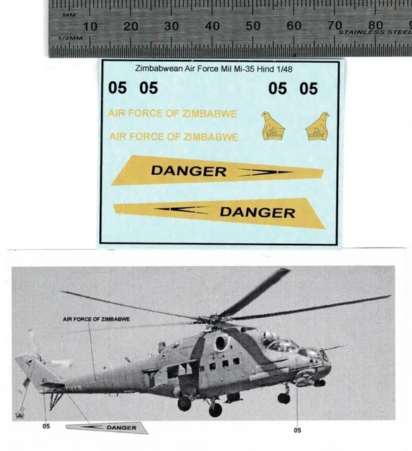 1/48 MAV DECALS RZ-4806; Zimbabwean Air Force Mil Mi-35 HIND 05 EUR 2 ...