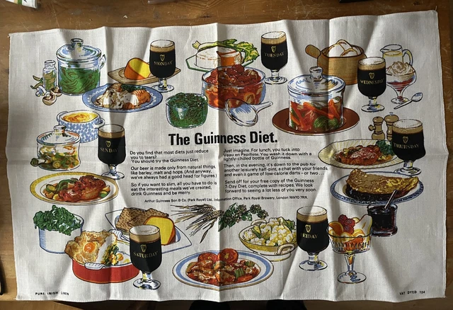 GUINNESS DIET IRISH Linen Tea Towel Collectible £10.77 - PicClick UK