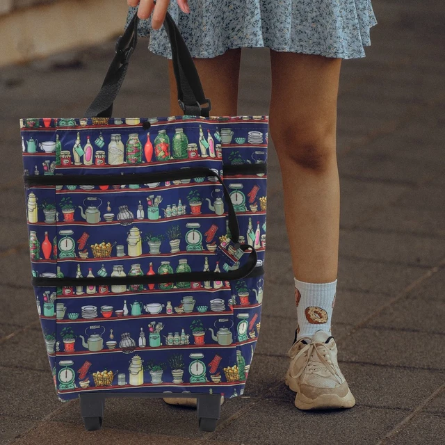 FOLDABLE ROLLING CART Collapsible with Wheels Wheeled Shopping Bag $47. ...