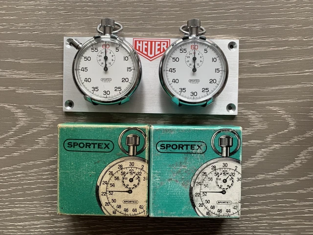 BOXED HEUER SPORTEX Stopwatch Panel Timer Set £295.00 - PicClick UK