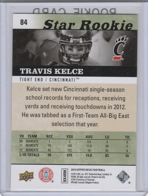 TRAVIS KELCE ROOKIE CARD 2013 Upper Deck STAR $$ RC Kansas City Chiefs ...
