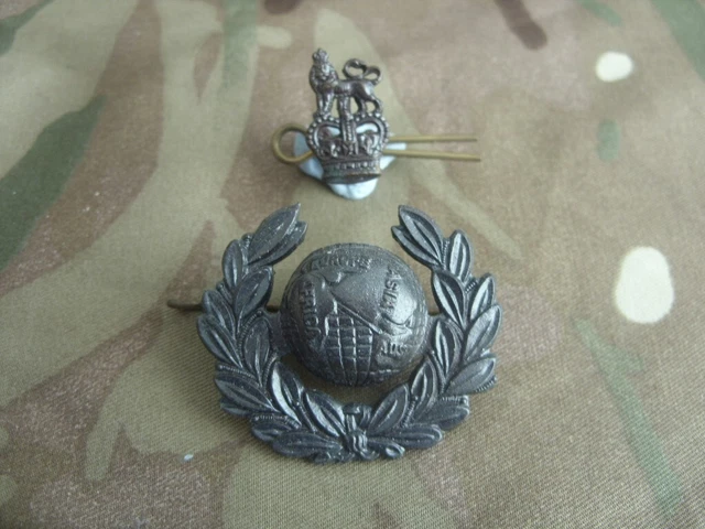 ROYAL MARINES COMMANDO Officer 2 Part Bronze Coated Beret Badge - Rm ...