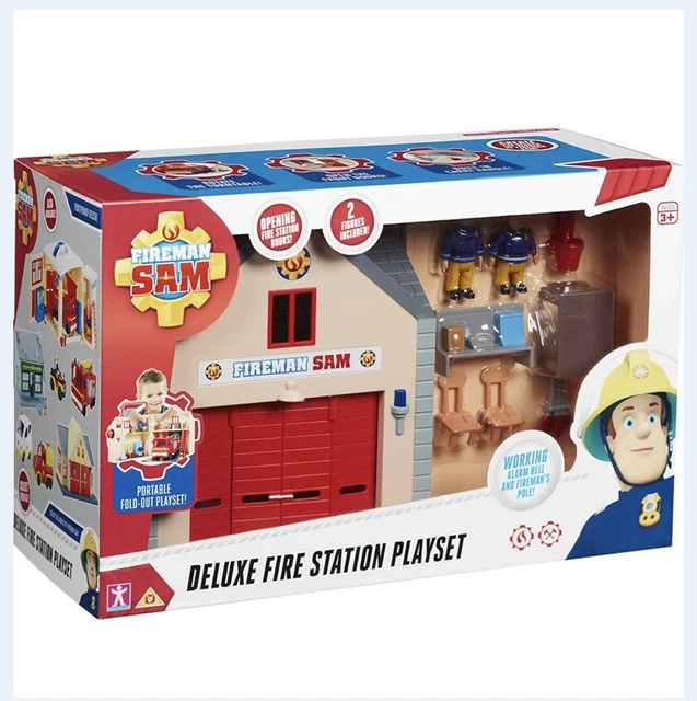 FIREMAN SAM DELUXE Rescue Fire Station Portable Playset Vehicle Figures ...