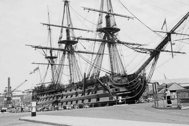 THE ROYAL NAVY flagship 'HMS Victory' at Portsmouth Hampshire 1960s OLD ...