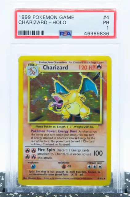 PSA 1 CHARIZARD 4/102 Holo Rare Base Set Unlimited WOTC 1999 - Pokemon ... PSA 1 CHARIZARD 4/102 Holo Rare Base Set Unlimited WOTC 1999 - Pokemon ...