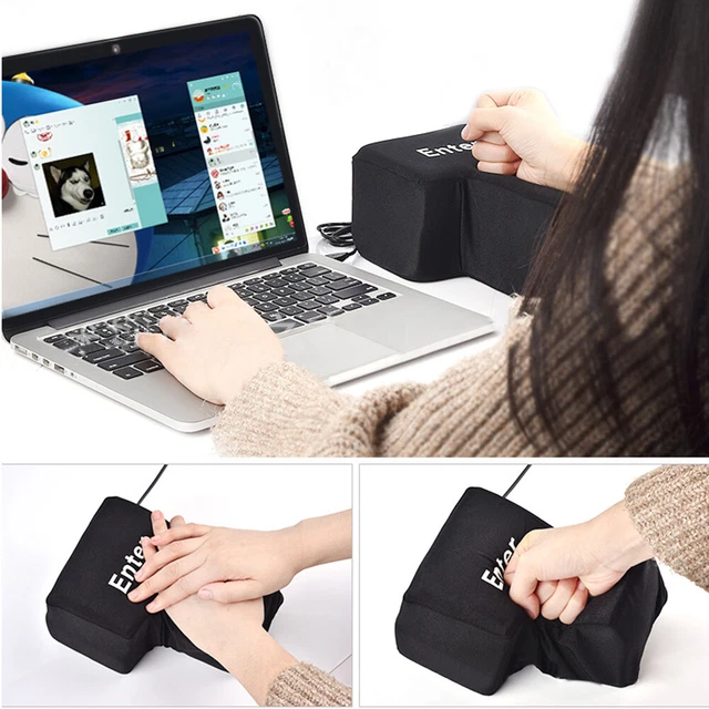 ANTI-STRESS COMPUTER HUGE Enter Key Giant USB Keyboard Vent Button ...