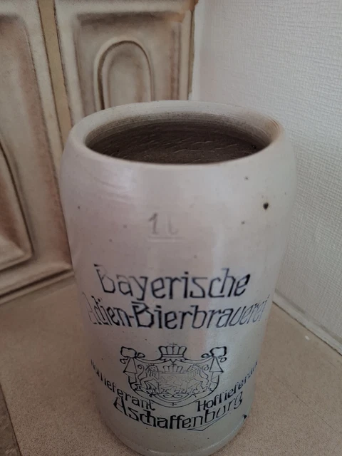 BIERKRUG BAYERISCHE ACTIEN Bierbrauerei Aschaffenburg Brauereikrug Baba ...