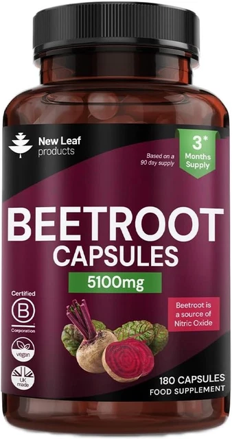 BEETROOT CAPSULES 5100MG - High Strength Supplement 180 Vegan... £13.59 ...