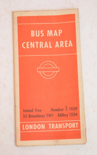 BUS COACH POCKET Map London Transport Central Area No.1 1939 £15.00 ...