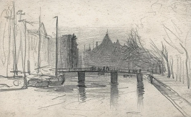 FRANK LEWIS EMANUEL (1865-1948) Pencil Drawing CONTINENTAL RIVER ...