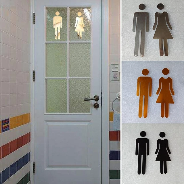 EASY TO INSTALL Acrylic Stickers for WC Doors Men and Women Washroom ...