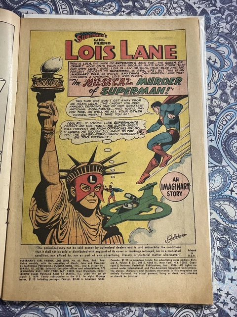 SUPERMAN'S GIRLFRIEND LOIS LANE #65 LEX LUTHOR MUSICAL MURDER 1966 BD ...