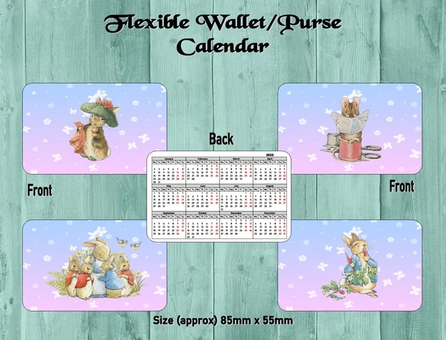PETER RABBIT WALLET/PURSE Flexible 2024 Calendar Credit Card Size £4.50 ...