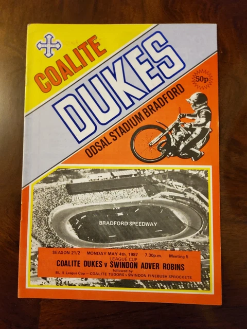 BRADFORD SPEEDWAY PROGRAMME 1987 DUKES v SWINDON ROBINS. 4th MAY. 5th ...