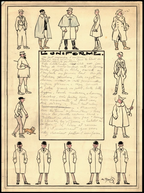 GEORGES PAVIS CÉLÈBRE artiste Grand Dessin original signé : L'Uniforme ...