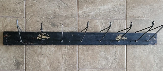 VINTAGE 36& GATES Garage Fan Belt Storage/display rack wood w/metal ...