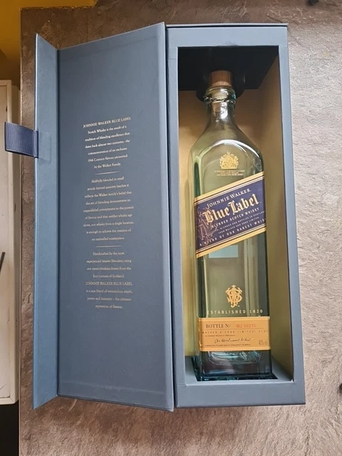 JOHNNY WALKER BLUE Label Empty Bottle 75 cl And Display Box Collectors ...