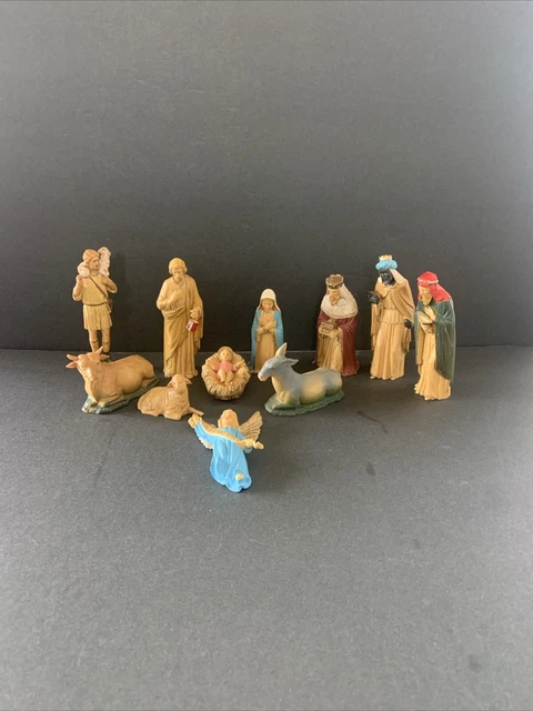 ART PLASTICS CHRISTMAS Nativity Manger Figures Hong Kong 12 pcs Vintage ...