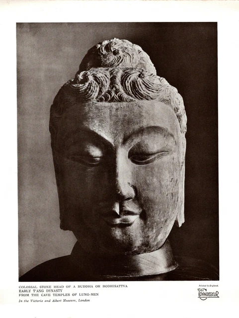TBMJA19 PLATE/PRINT 11X9 Colossal Stone Head Of A Buddha Or Bodhisattva ...