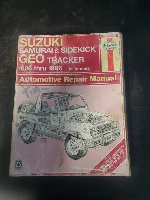 SUZUKI SAMURAI & Sidekick Geo Tracker 1986-1989 Repair Manual Haynes ...