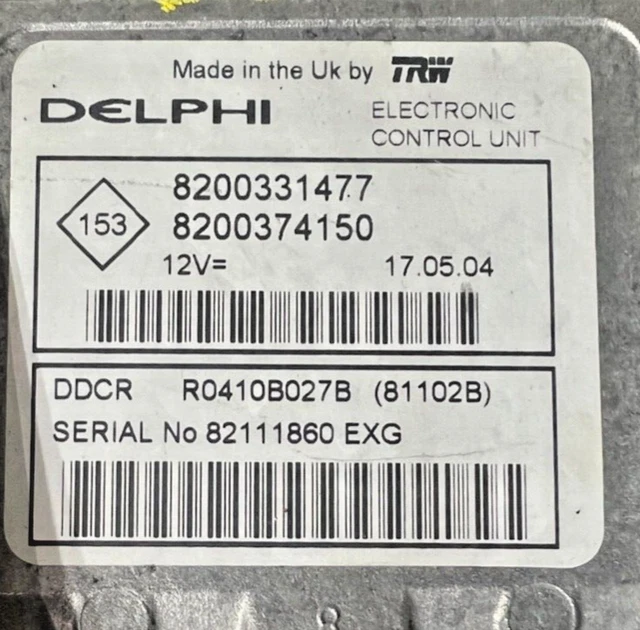 CALCOLATORE MOTORE RENAULT Clio 2 1.5 DCI Ddcr 8200331477 8200374150 ...