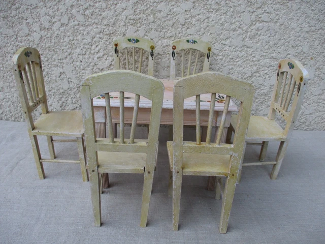JOUET ANCIEN MEUBLE DE POUPEE ANCIENNE Table et 6 chaises / décor ... JOUET ANCIEN MEUBLE DE POUPEE ANCIENNE Table et 6 chaises / décor ...