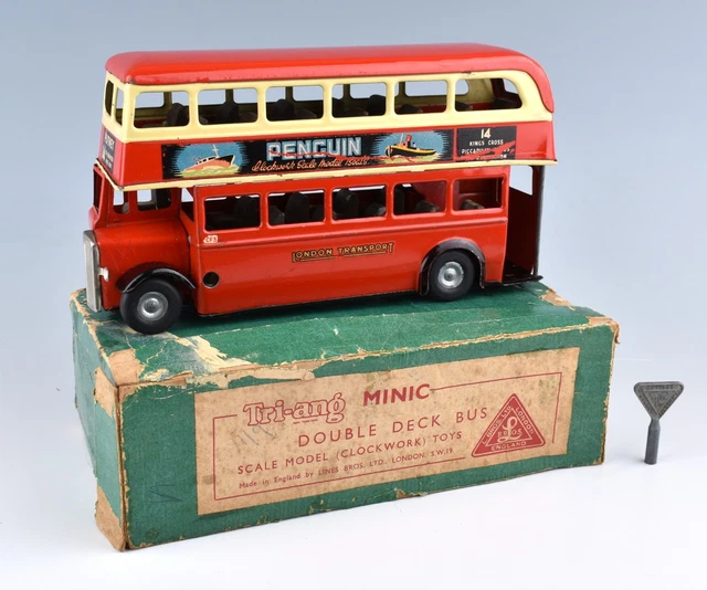 TRI-ANG MINIC TINPLATE Clockwork Double Decker Bus 60M *BOXED* £149.99 ...