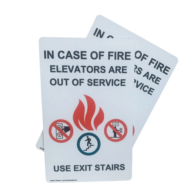 FIRE LIFE SAFETY Signs in Case of Fire Use Stairs OSHA Plastic 3M ...