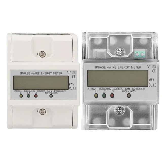 THREE PHASE METER 3-Phase Electricity Energy Meter For DIN Top Hat Rail ...