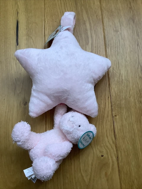 LITTLE JELLYCAT PINK Star Bashful Teddy Bear Pull Cord Musical Mobile £ ...
