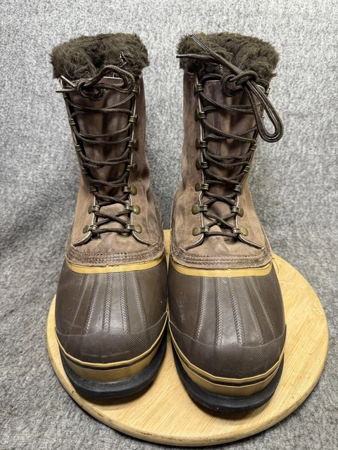 VINTAGE SOREL DOMINATOR Boots Sz 8 Brown Leather Rubber Winter Snow ...