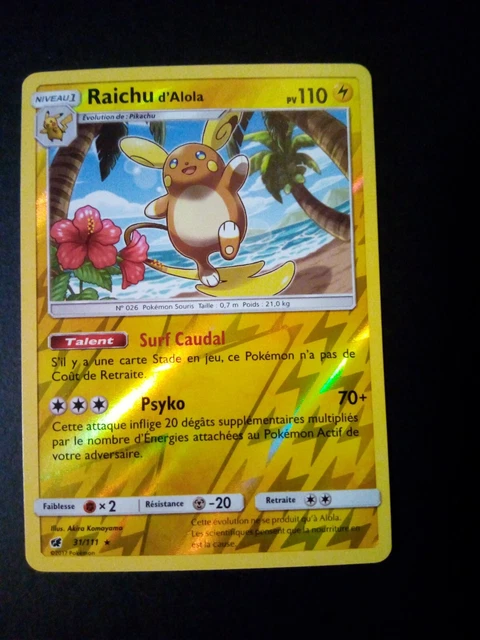 CARTE POKÉMON RAICHU d'Alola 31/111 SL4 Invasion carmin EUR 2,99 ...