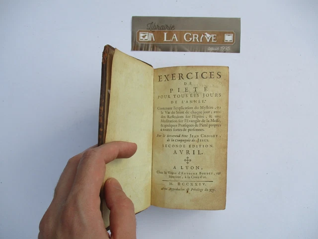 JEAN CROISET, EXERCICES de Pieté pour tous les Jours de l'Année, LYON, 1724 EUR 20,00 - PicClick FR