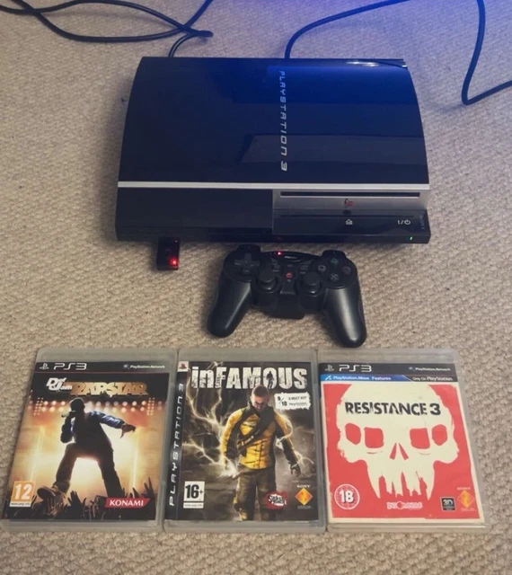 SONY PLAYSTATION 3 PS3 80GB Black Console CECHK03 Bundle - 3 Games, 1 ...