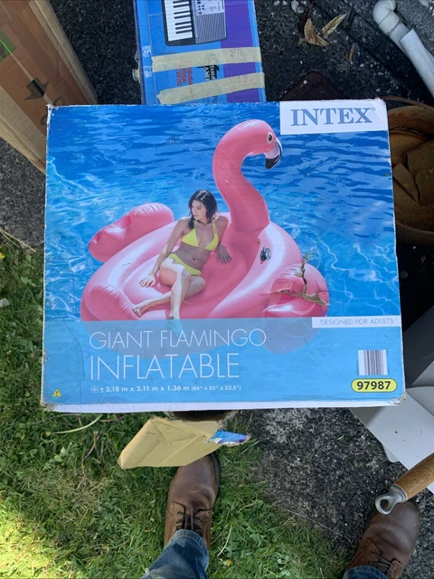 INTEX GIANT MEGA Inflatable Flamingo Island Pool Float 2.18m x 2.11m x ...