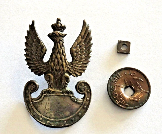 ORIGINAL WW2 POLAND Polish Army Cap Badge Threaded Post Palestine 1 Mil ...