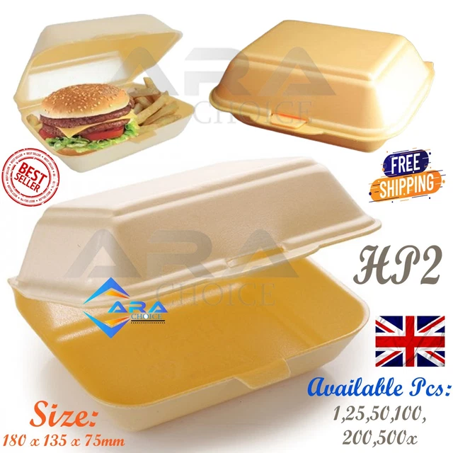 FOAM POLYSTYRENE DISPOSABLE Kebab Burger Chips Takeaway Food Box ...