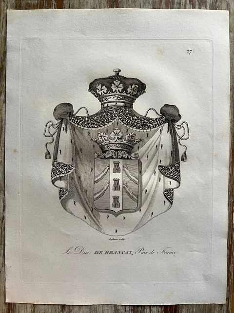 BLASON ARMOIRIE Héraldique Le Duc De Brancas Pair de France EUR 22,00 ...